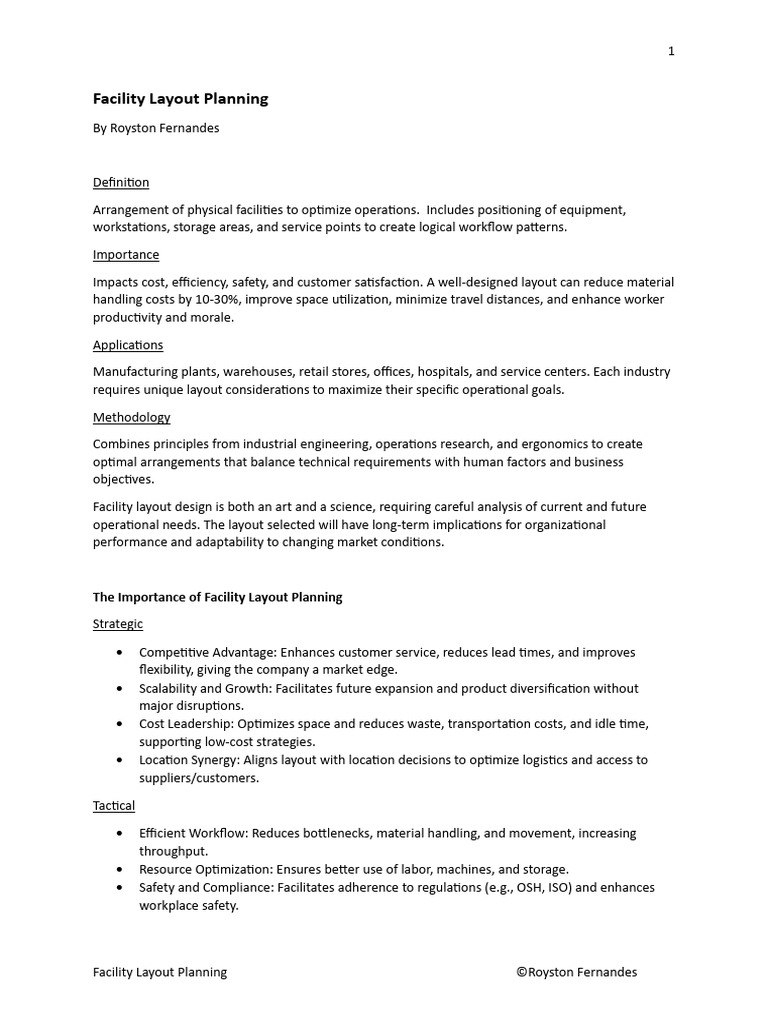 7 Facility-Layout-Planning-Handout | PDF | Warehouse | Performance Indicator