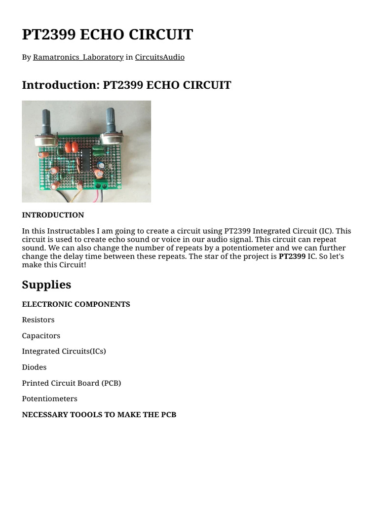 PT2399 Echo Circuit Guide | PDF