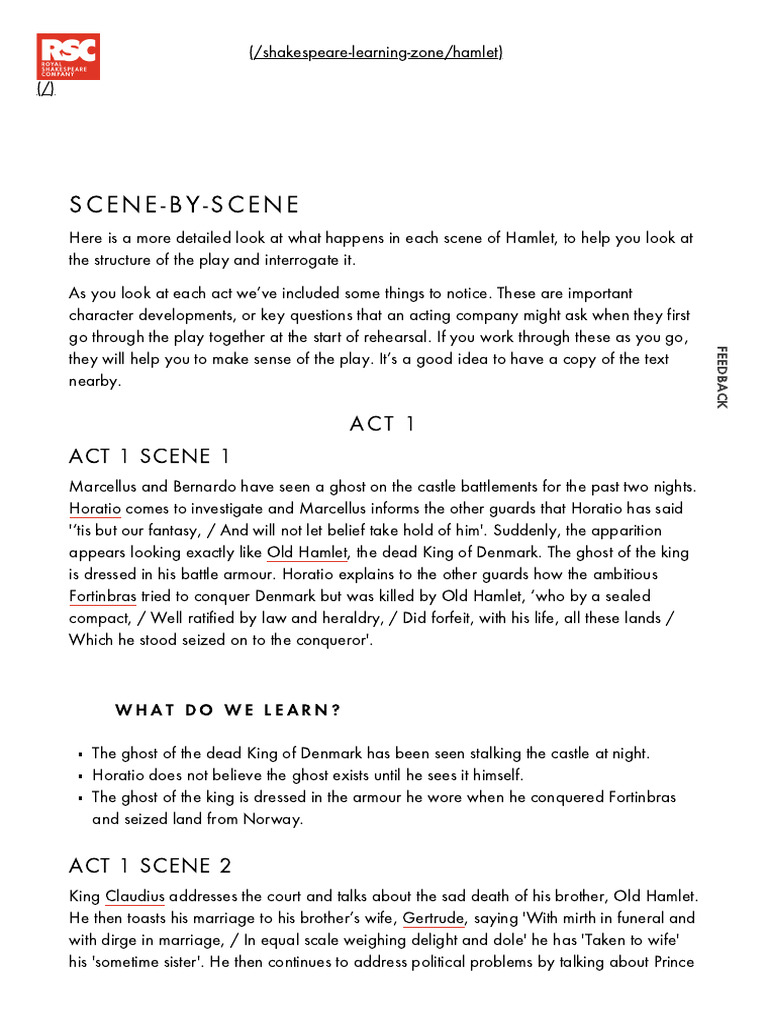 Hamlet Act 1 Scene Analysis Guide | PDF | Hamlet