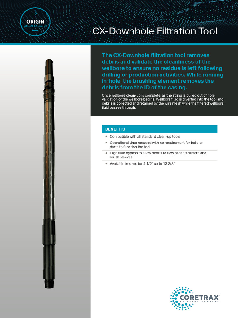 Coretrax - CX-Downhole Filtration Tool | PDF | Mechanical Engineering