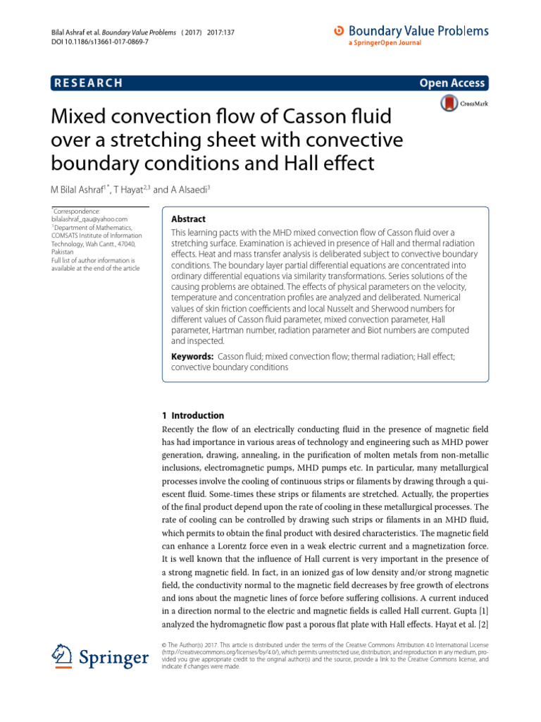 Mixed Convection of Casson Fluid Flow | PDF | Fluid Dynamics ...