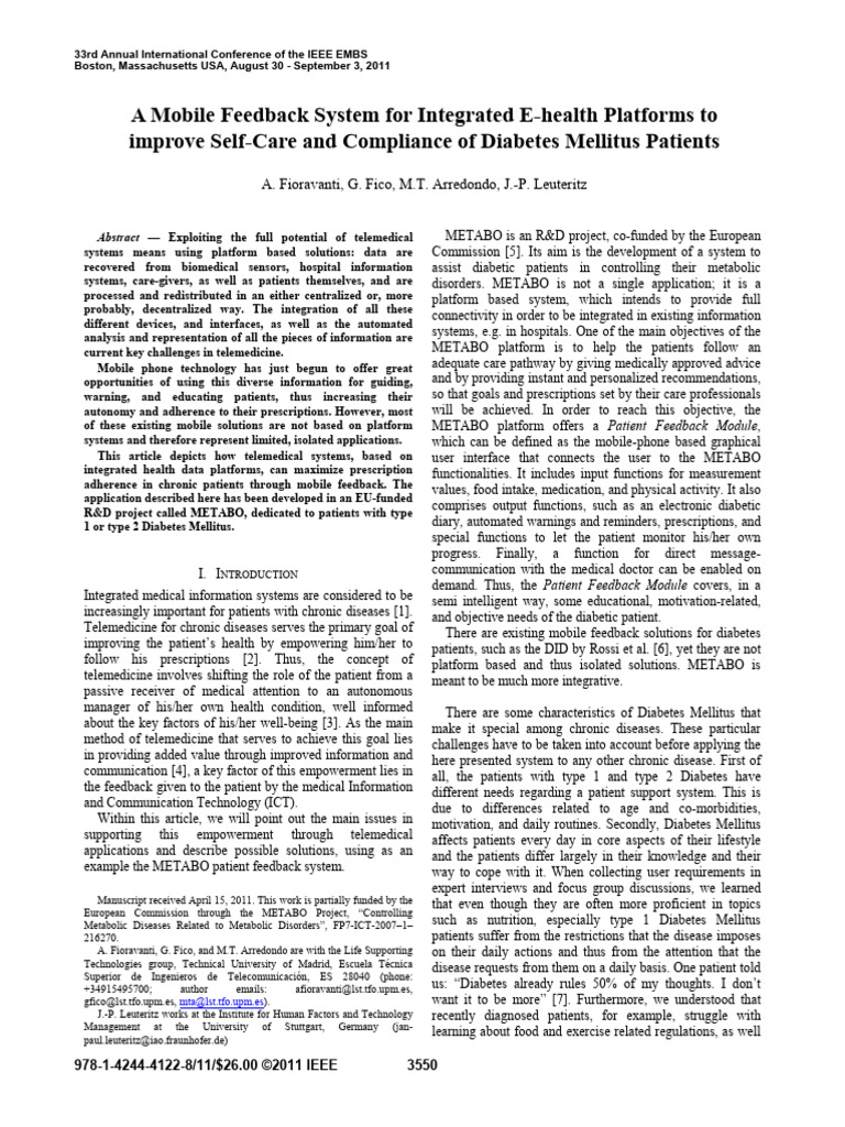A Mobile Feedback System For Integrated E-Health Platforms To Improve ...
