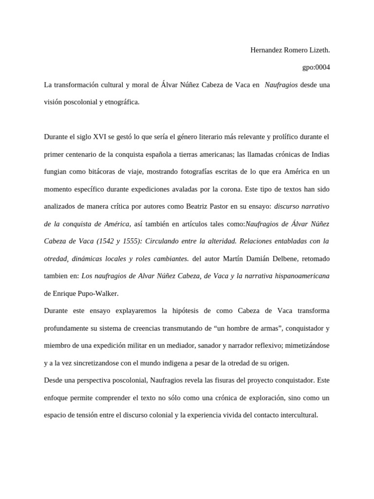 La Transformación Cultural y Moral de Álvar Núñez Cabeza de Vaca en ...