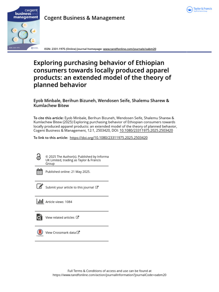 Exploring Purchasing Behavior of Ethiopian Consumers Towards Locally ...