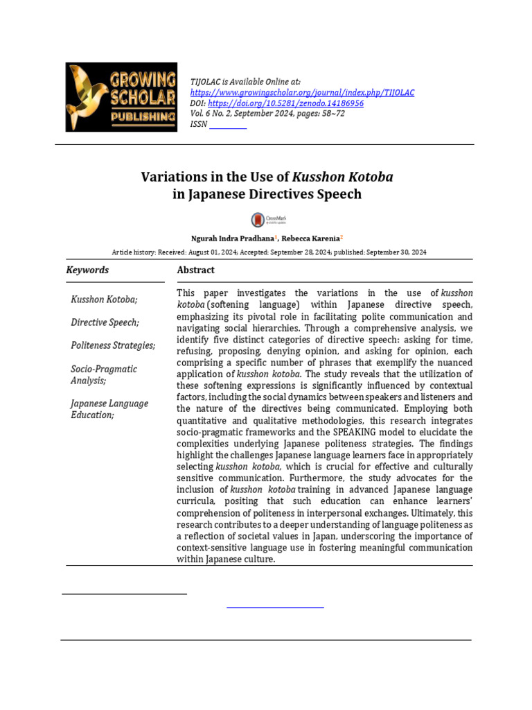 Kusshon Kotoba in Japanese Directives | PDF | Questionnaire ...