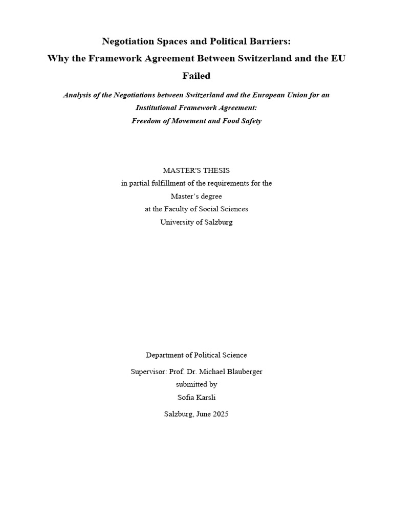 Negotiation Spaces and Political Barriers Why The Framework Agreement ...