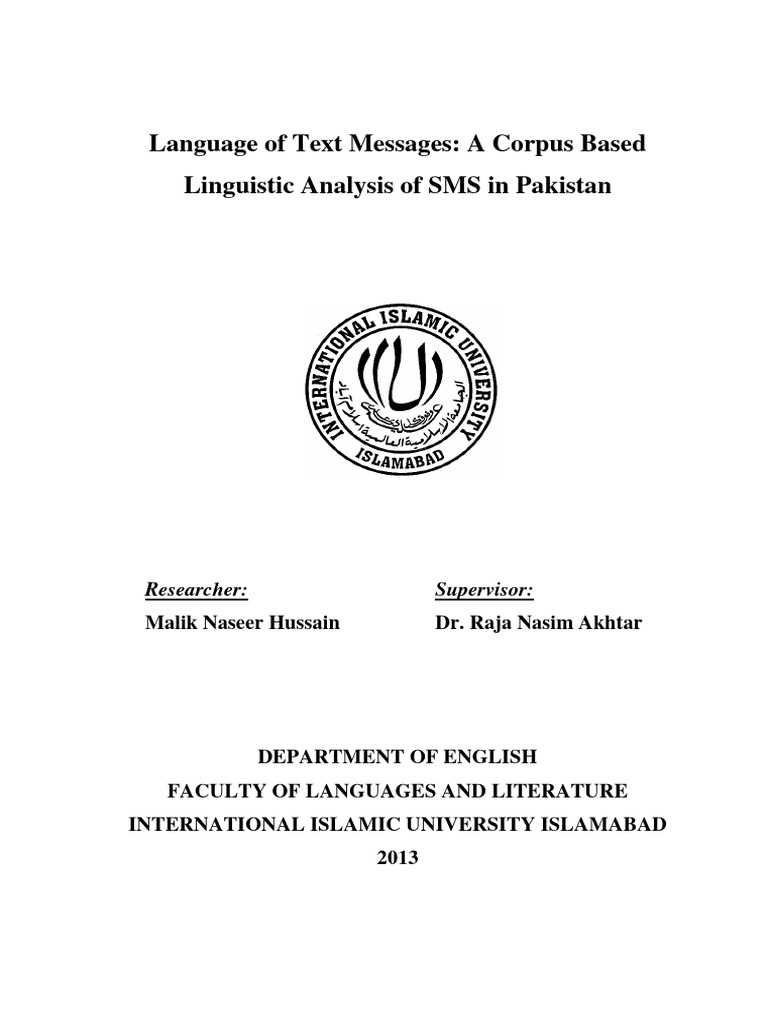 Language of Text Messages a Corpus Based | PDF | Ellipsis | Linguistics