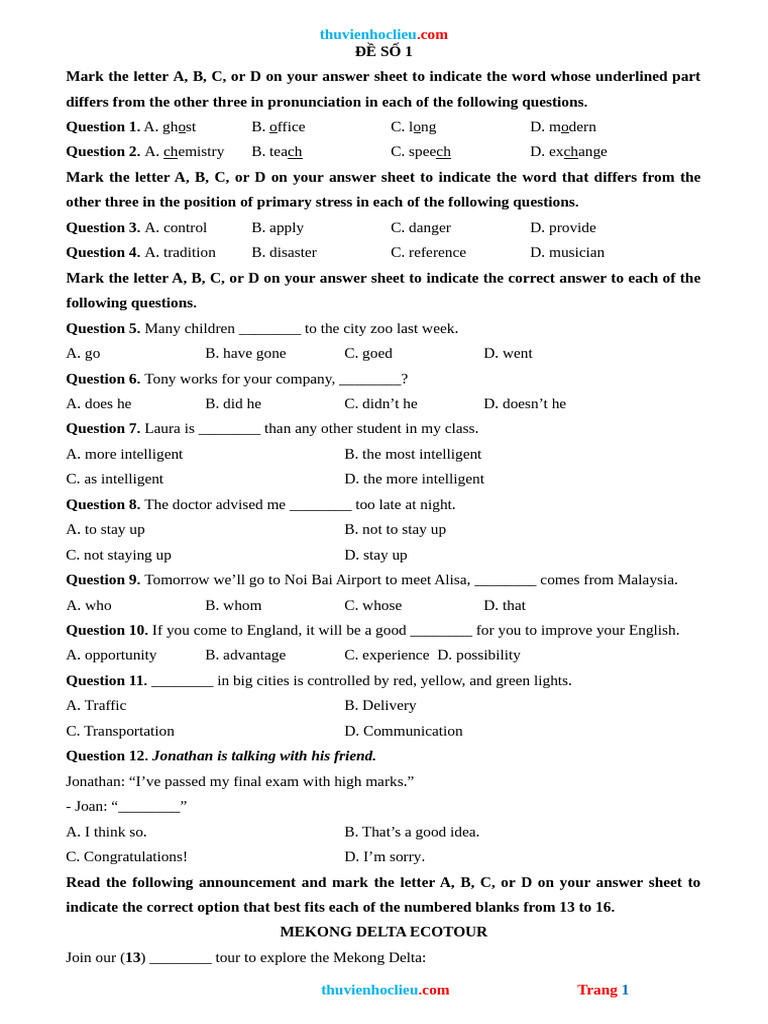 Bo 20 de on Thi Vao 10 Tieng Anh Ha Noi 25 26 | PDF | Weaving | Natural ...