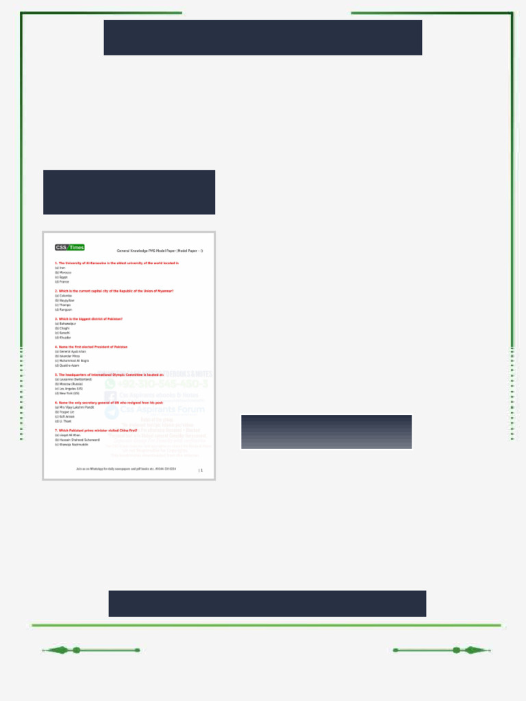 General Knowledge PMS Model Paper Model Paper 8211 I 1st Edition ...