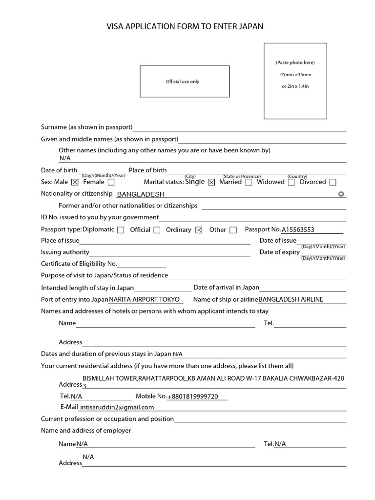 Japan Visa Application Form Guide | PDF | Travel Visa | Passport