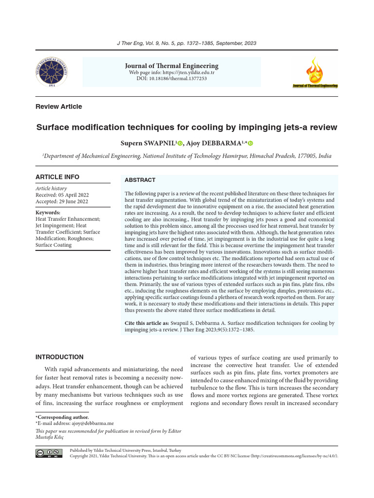 2021 Review Surface Modification Jet Imp | PDF | Heat Transfer ...