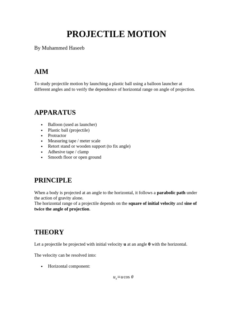 Projectile Motion | PDF | Projectiles | Classical Mechanics