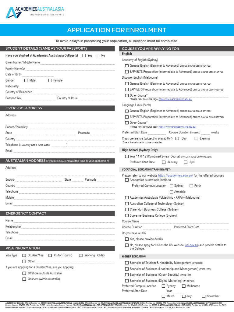 Aca Group Application Form 2023 | PDF