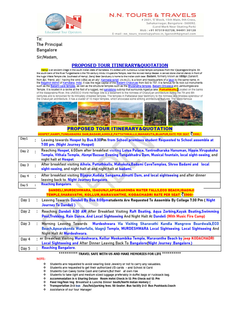 Microsoft Word - School 2days and 3days Tour | PDF