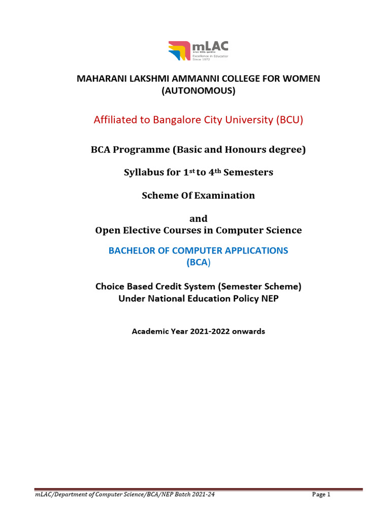 BCA Syllabus and Exam Scheme NEP 2021-24 | PDF | Databases | Relational ...