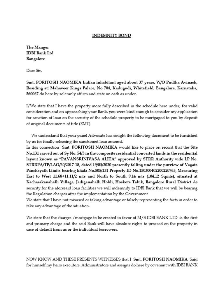 Indemnity Final 131 | PDF | Indemnity | Loans