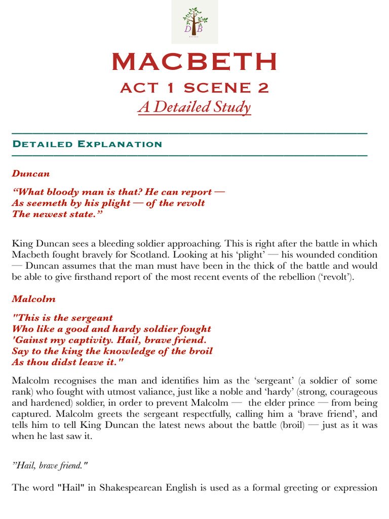 Macbeth Act 1 Scene 2 Analysis | PDF | Macbeth