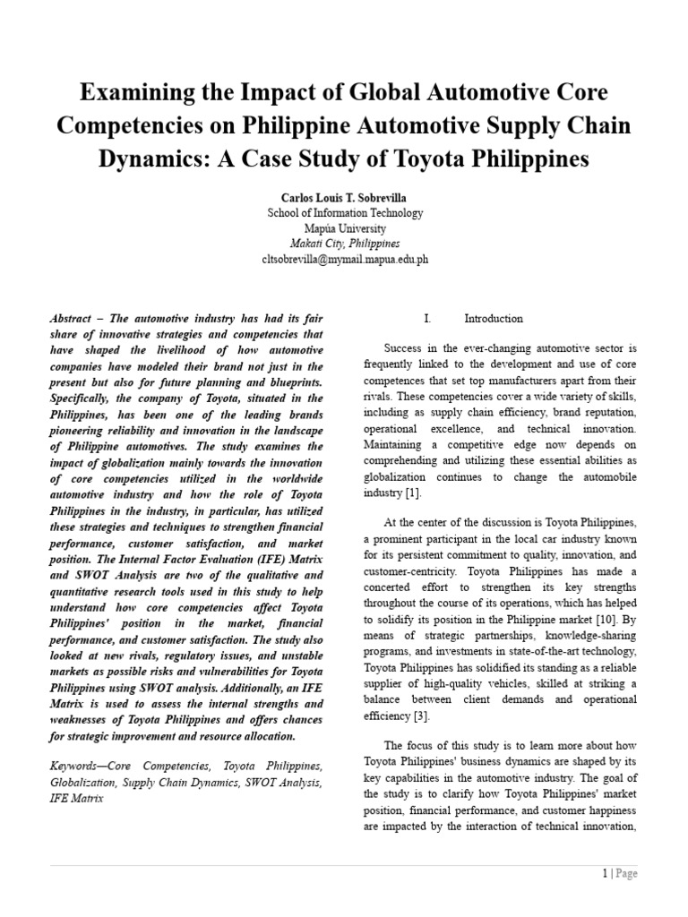 Toyota | PDF | Swot Analysis | Supply Chain