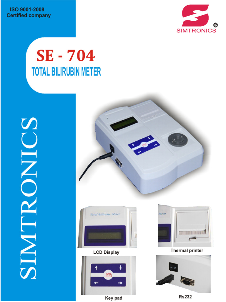 Total Bilirubin Meter SE-704 Specifications | PDF