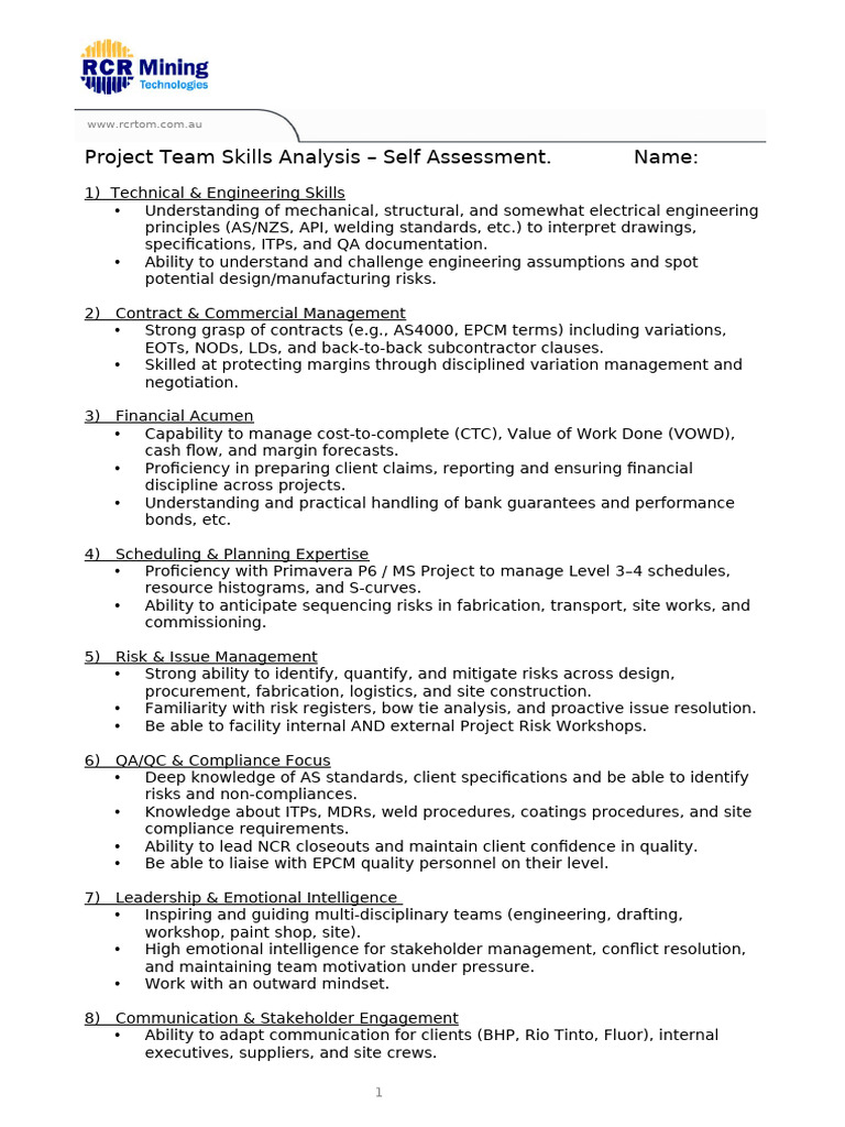 Skills Analysis - Self Assessment | PDF | Business