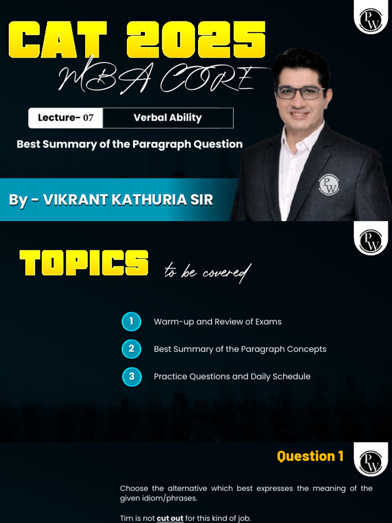 Varc 07 _ Class Notes __ Mba Pro 2025 (Cat + Omets) | PDF | Agriculture ...