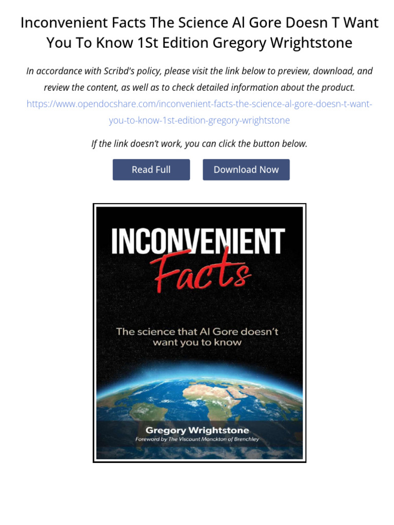 Inconvenient Facts The Science Al Gore Doesn t Want You to Know 1st ...