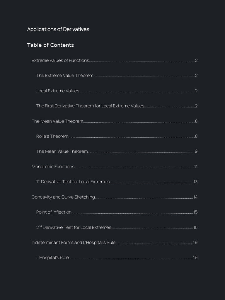 Derivative Applications: Extreme Values & Theorems | PDF | Derivative ...