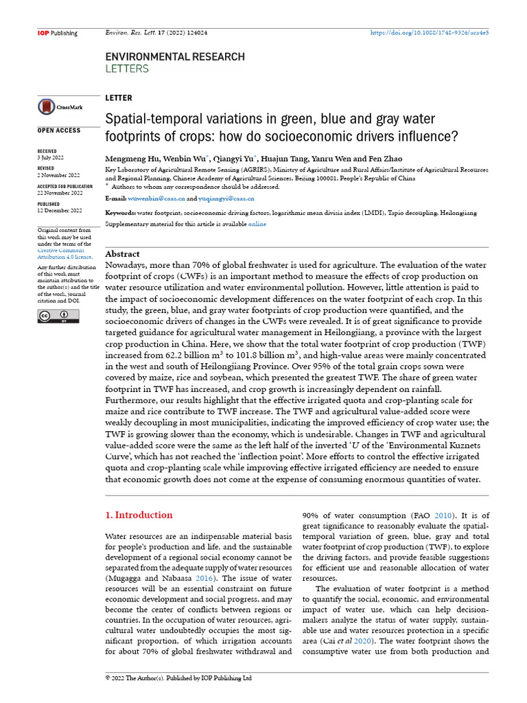 Spatial-temporal Variations in Green Blue and Gray | PDF | Agriculture ...
