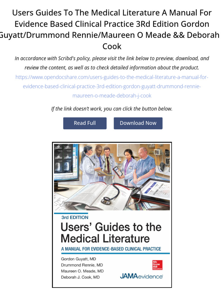 Users Guides to the Medical Literature A Manual for Evidence Based ...