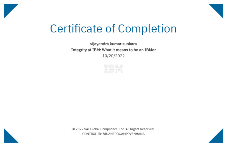 Integrity at IBM Course Certificate | PDF