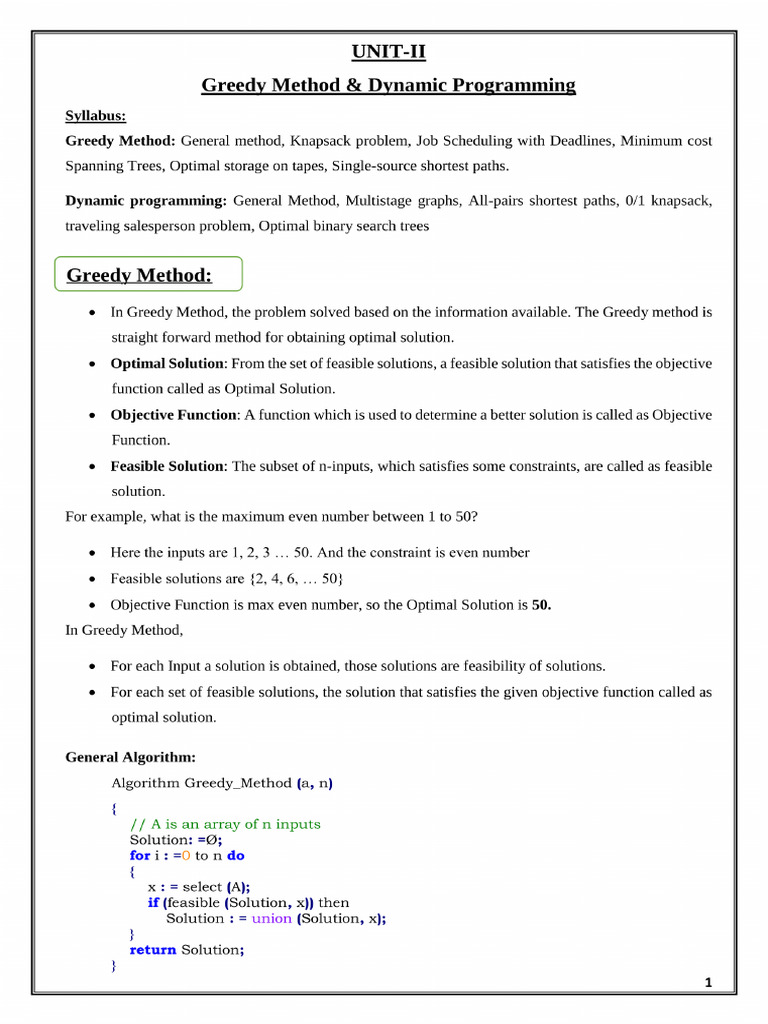 DAA - UNIT- II | PDF