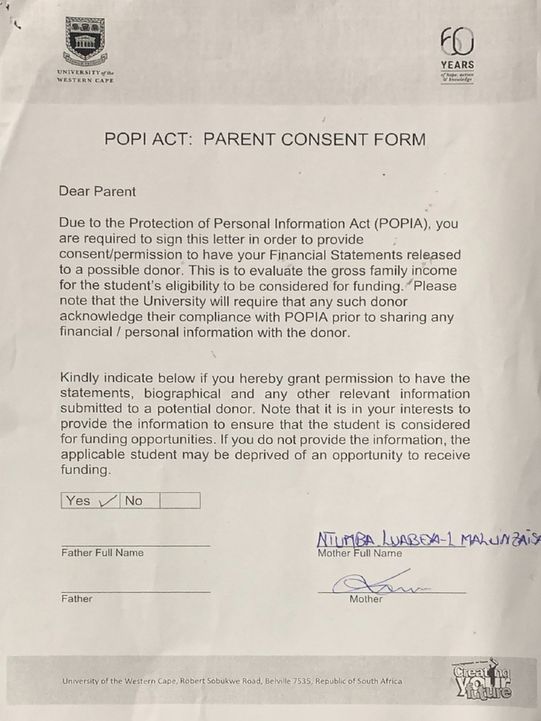 POPI Consent Form - Weste | PDF