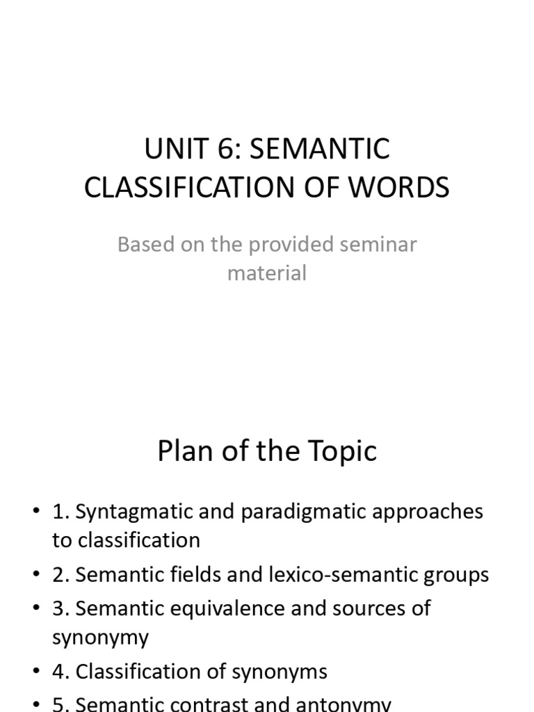 Semantic Classification of Words Guide | PDF | Semantics | Word