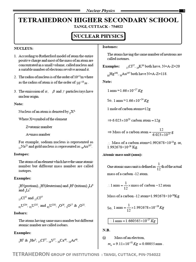 Nuclear Final | PDF | Atomic Nucleus | Nuclear Force