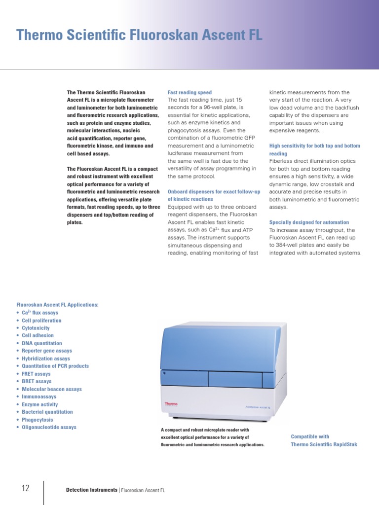 Thermo Scientific Fluoroskan Ascent FL Microplate Reader | PDF ...