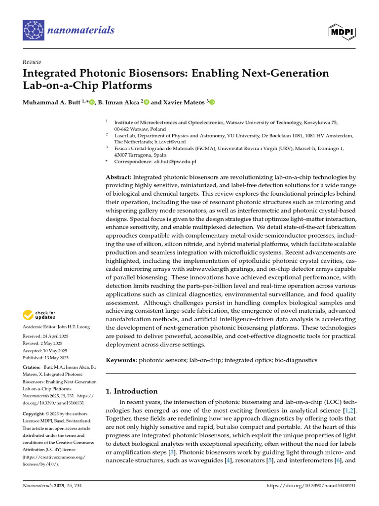 Integrated Photonic Biosensors Enabling Next-Generation Lab-On-A-Chip ...