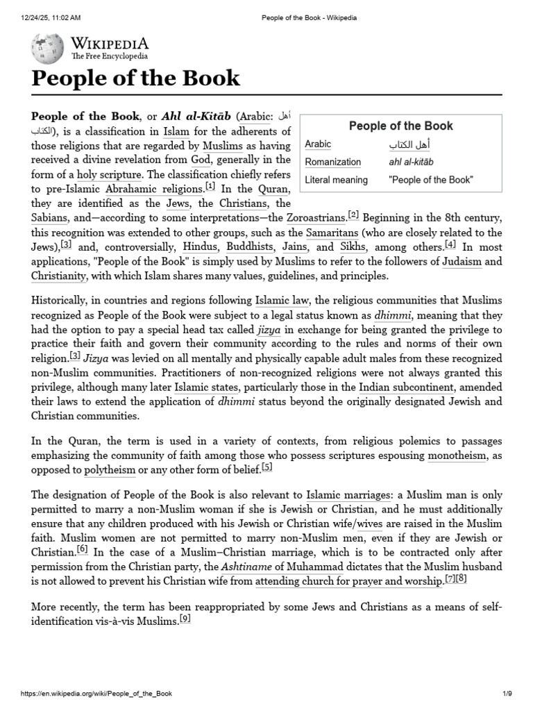 People of The Book - Wikipedia | PDF | Monotheistic Religions ...