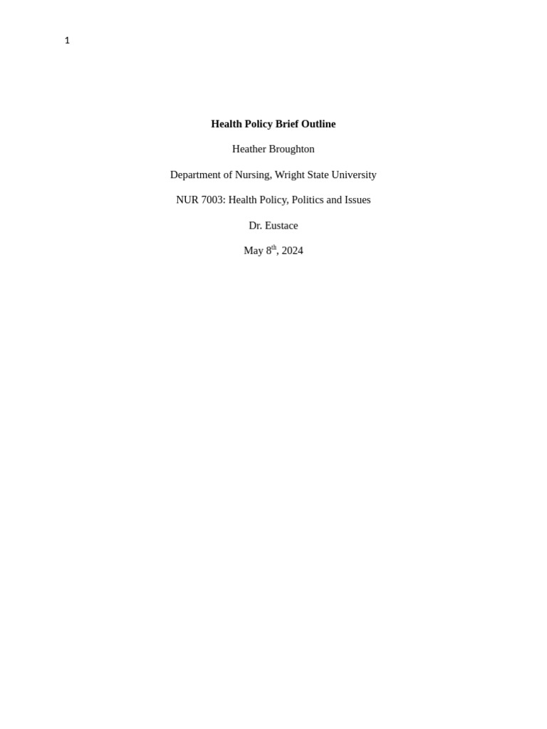 Health policy outline HB | PDF | Diabetes | Prediabetes