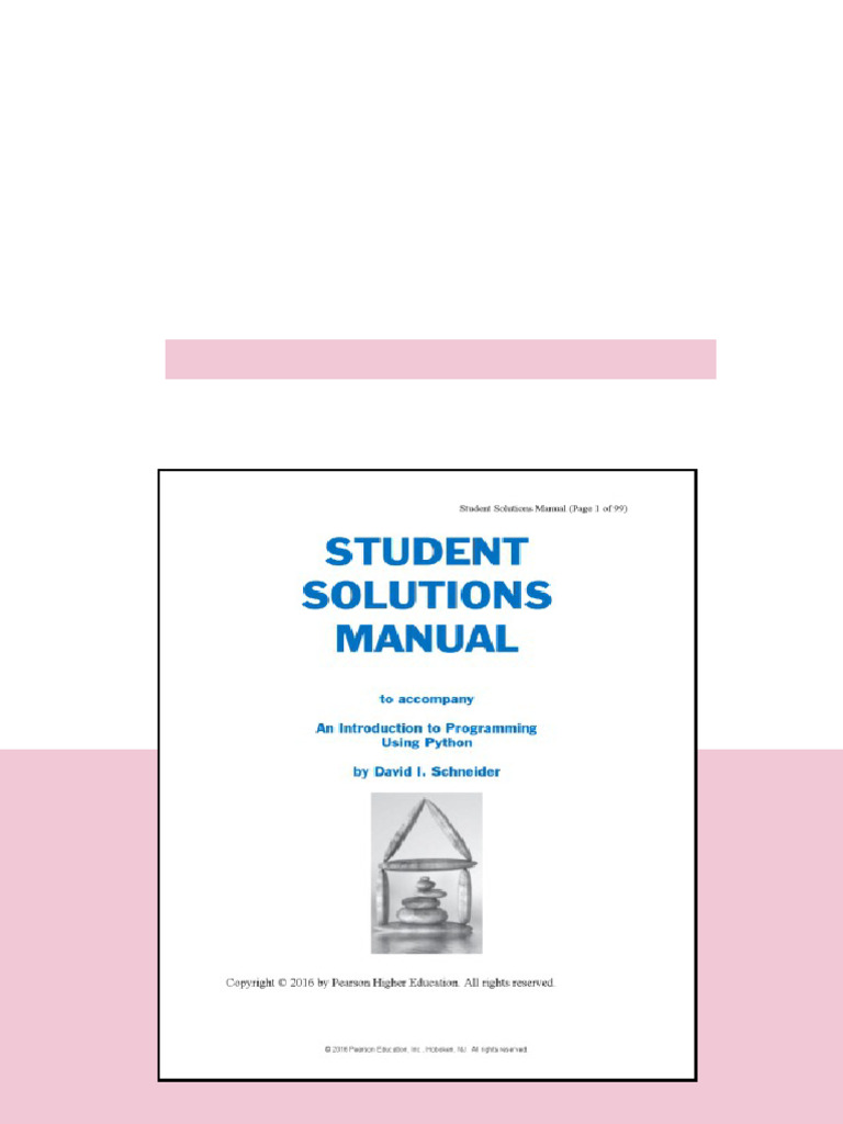 Instructor Solutions Manual For An Introduction To Programming Using Python David I Schneider ...