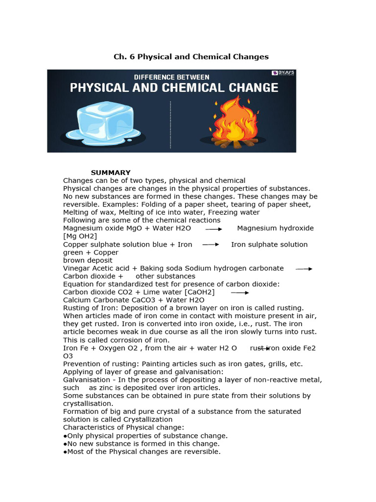 Physical and Chemical Change Answer Key | PDF | Rust | Sodium Carbonate