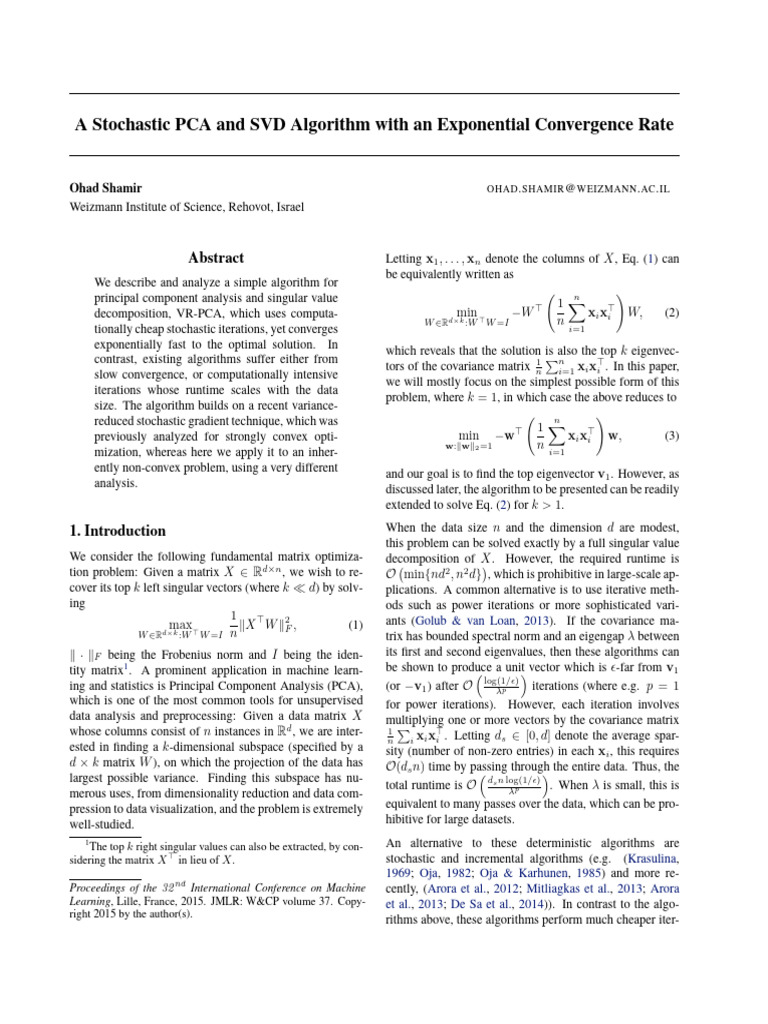 A Stochastic PCA & SVD Algorithm With An Exponential Convergence Rate ...