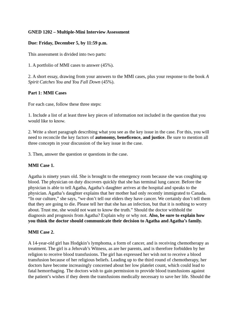 MMI Assessment for GNED 1202 | PDF