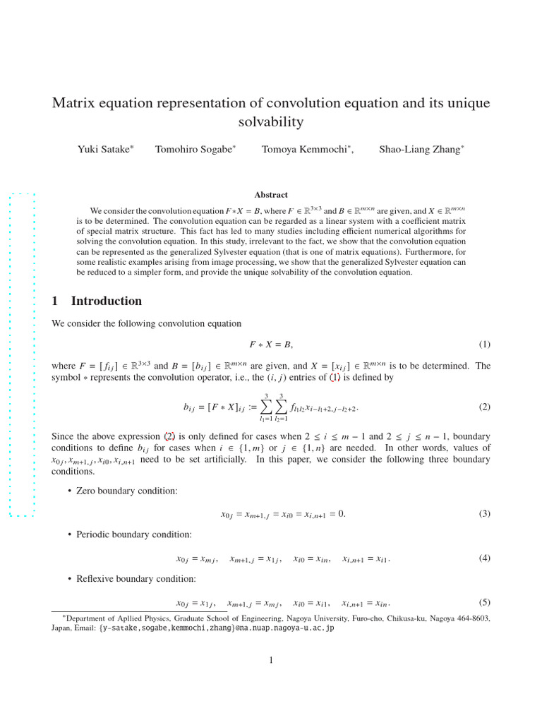 matrix equation representation of convolution equation | PDF | Matrix ...