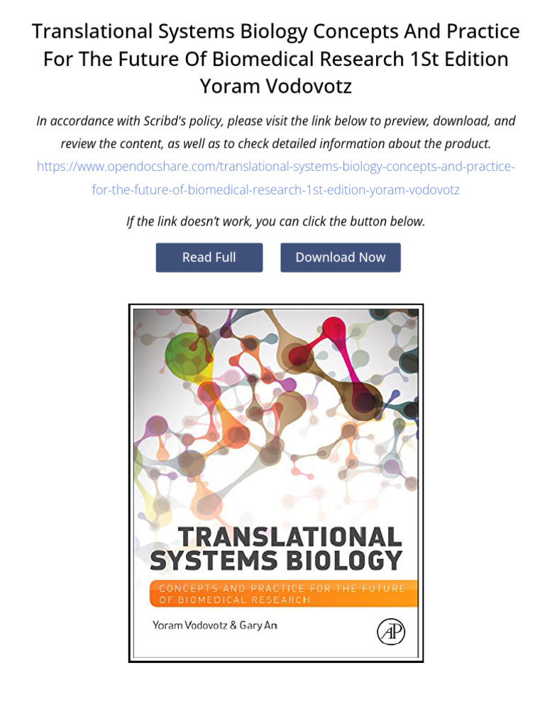 Translational systems biology concepts and practice for the future of ...