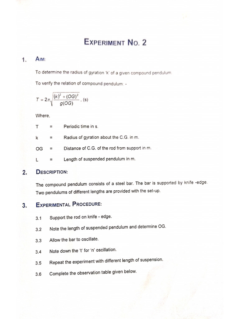 Exp2 Compound Pendulum | PDF