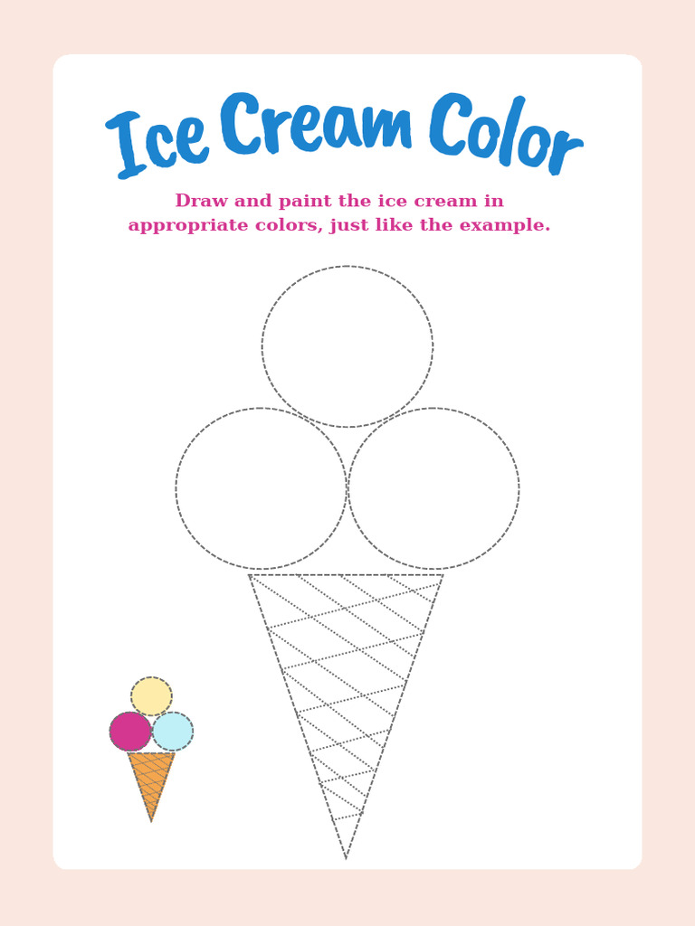 Pink and Blue Ice Cream Coloring and Drawing Worksheet | PDF