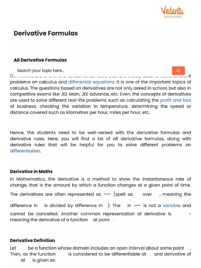 Derivative Formulas | PDF