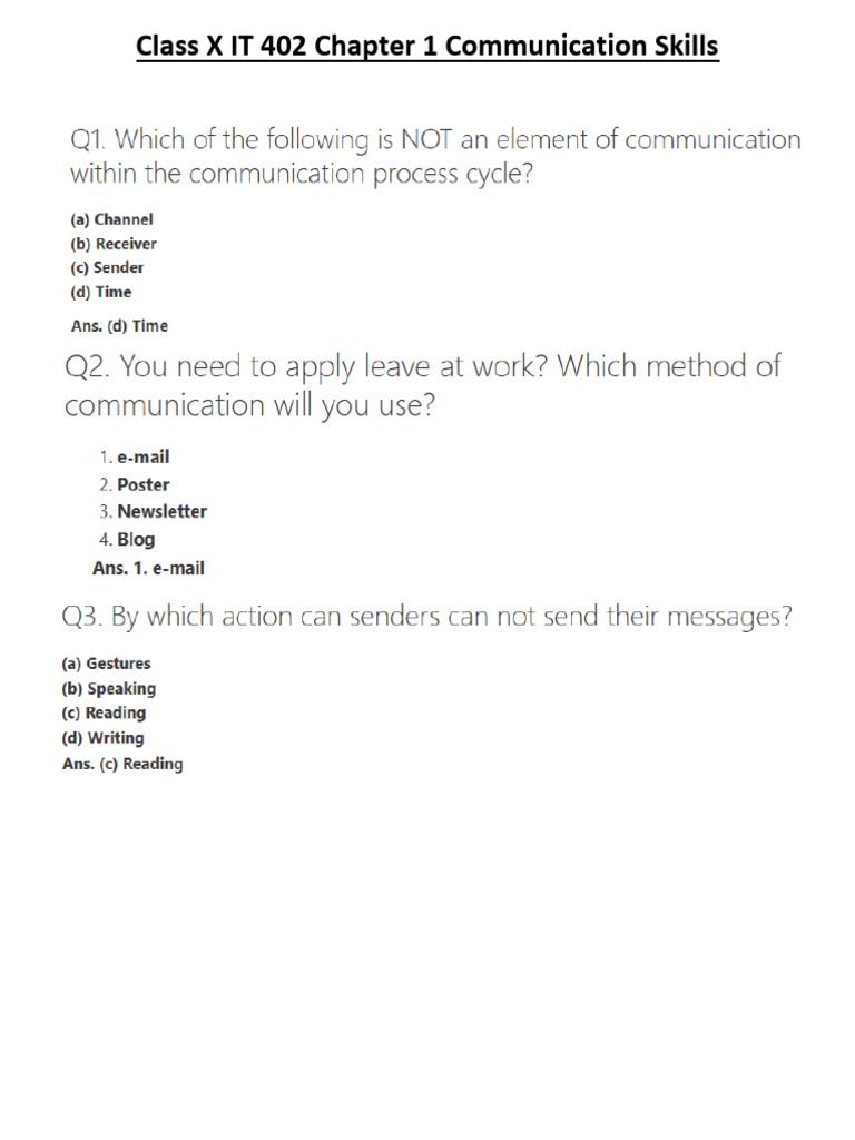 Class X IT 402 CH 1 Part A Comm Skills-1 | PDF