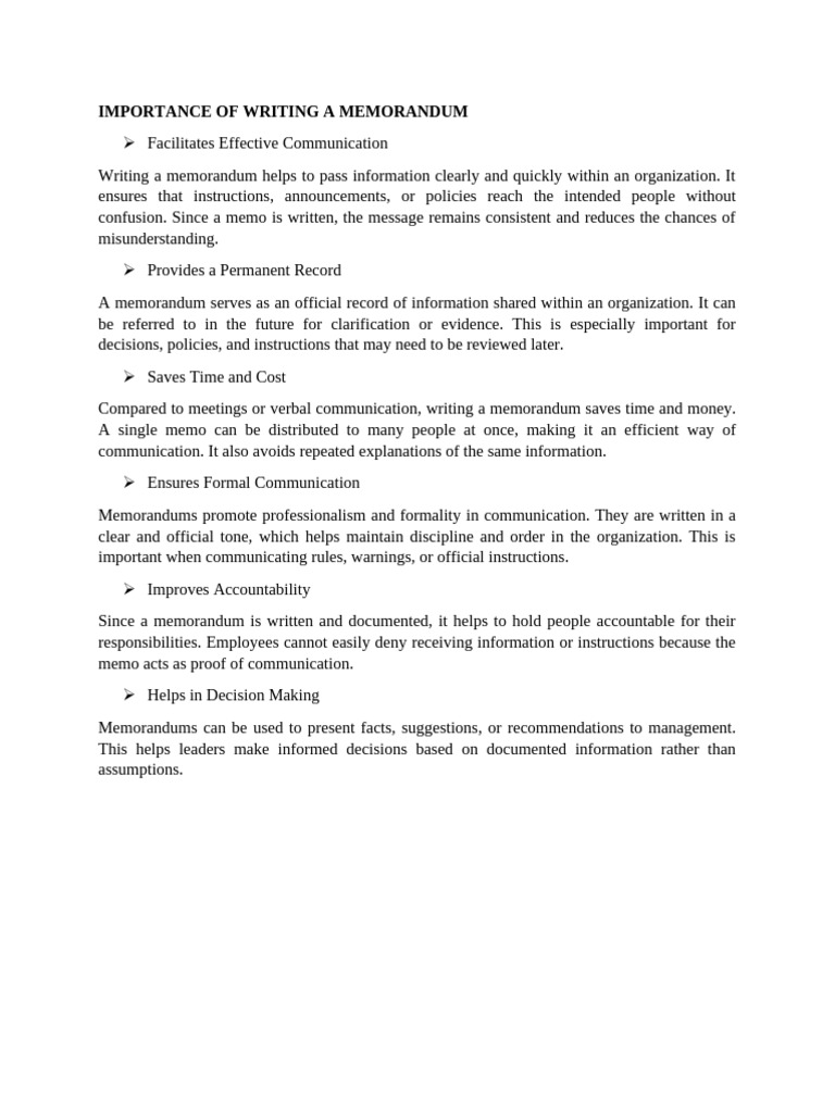 Benefits of Writing Memorandums | PDF