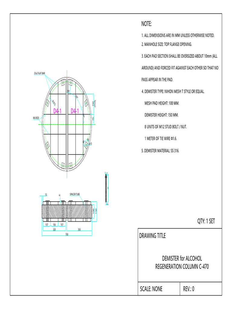 20251223 Demister for Alcohol Regeneration Column C-470 | PDF